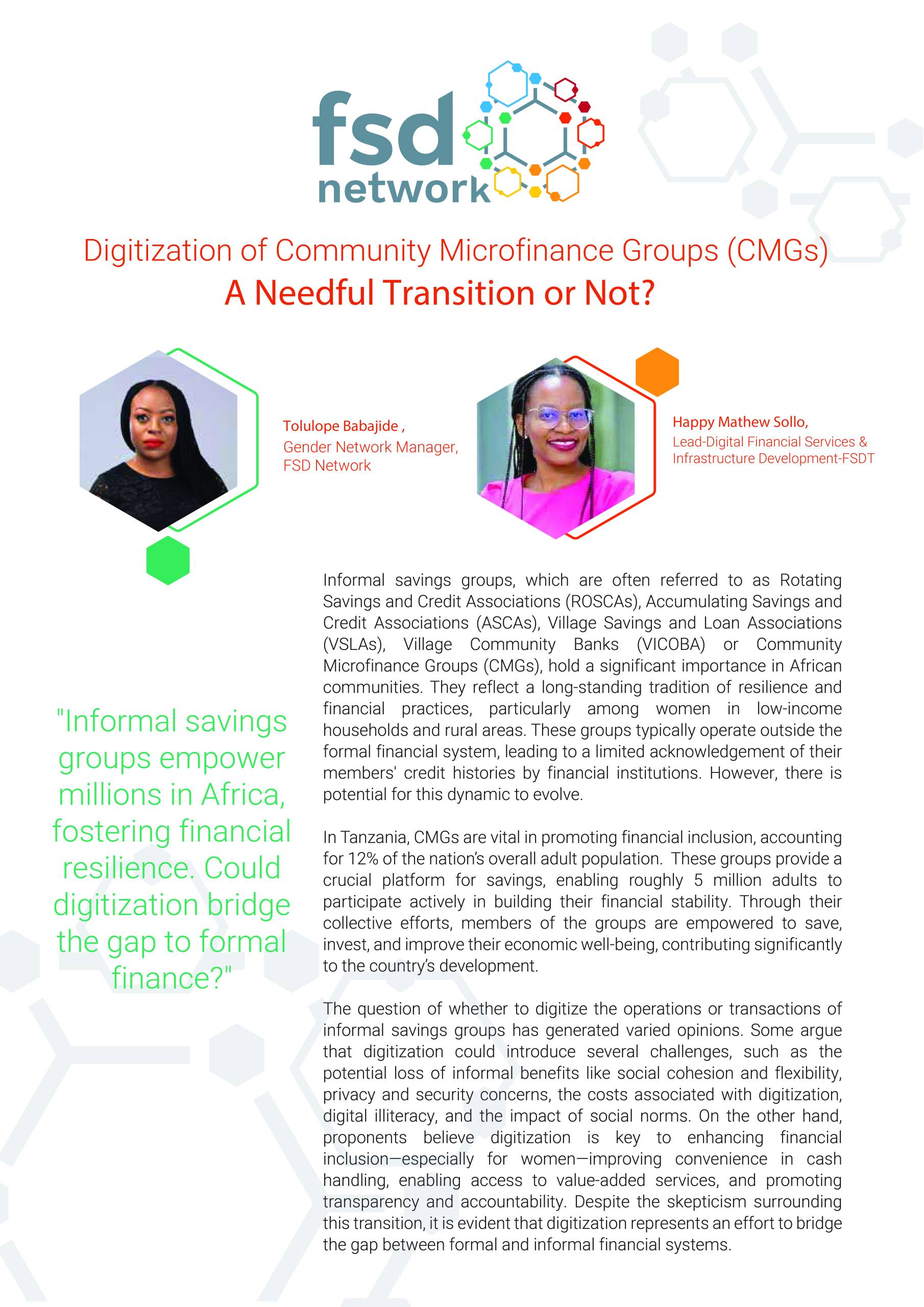 Digitising Community Microfinance Groups (CMGs): A Transformational ...
